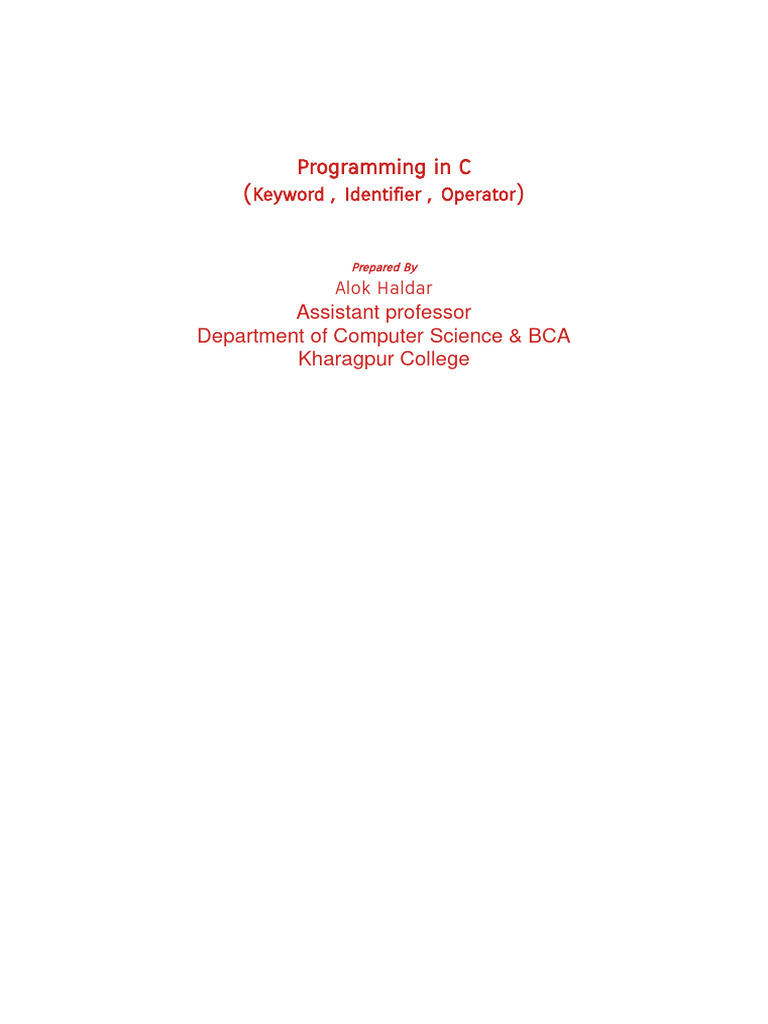 23252Study-materials-of-BCA-semester-1-c-programming-keyworddata-types-Lecture-2 | PDF | Integer ...