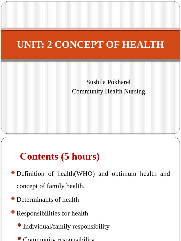 Unit 2 Concept of Health | PDF | Preventive Healthcare | Gender