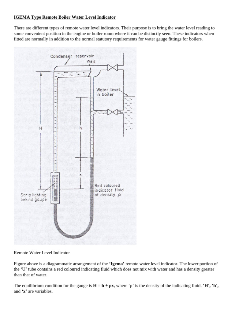 1.IGEMA - Remote Water Level Indicator | PDF | Water | Boiler