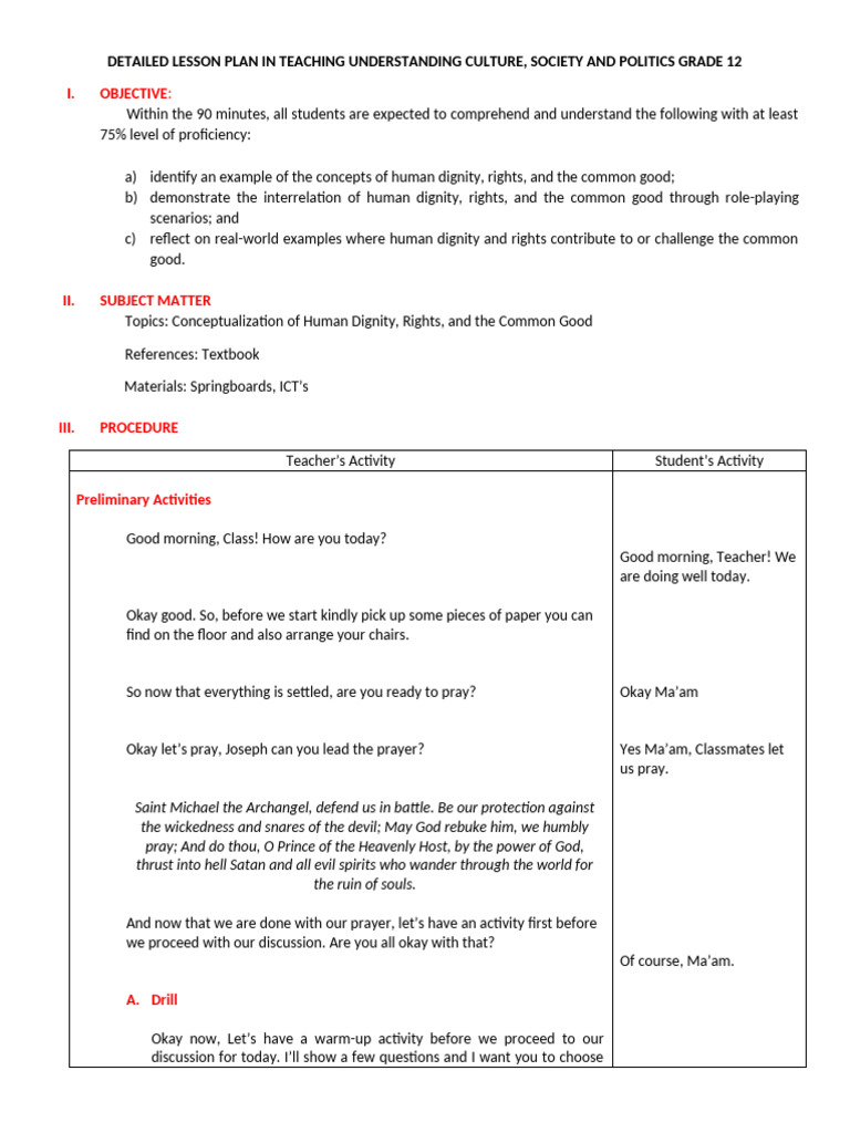 Detailed LP in Ucsp 12 | PDF | Dignity | Human Rights