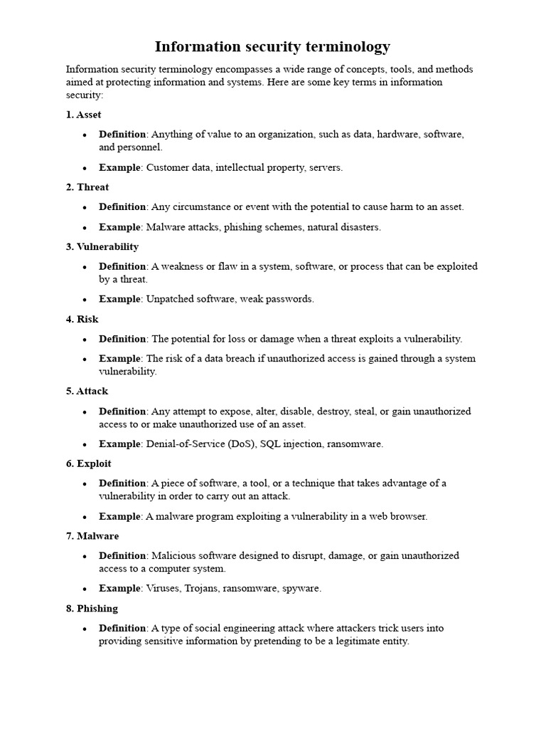 Information Security Terminology | PDF | Security | Computer Security