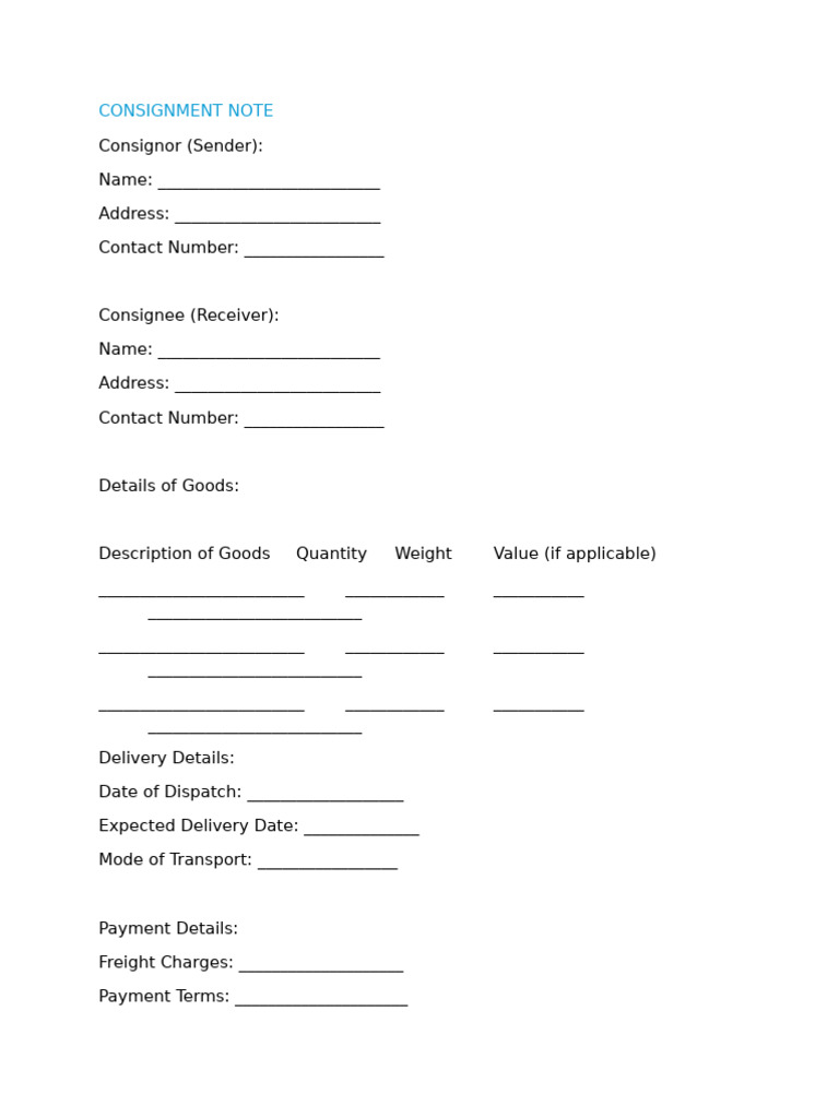 Consignment Note | PDF