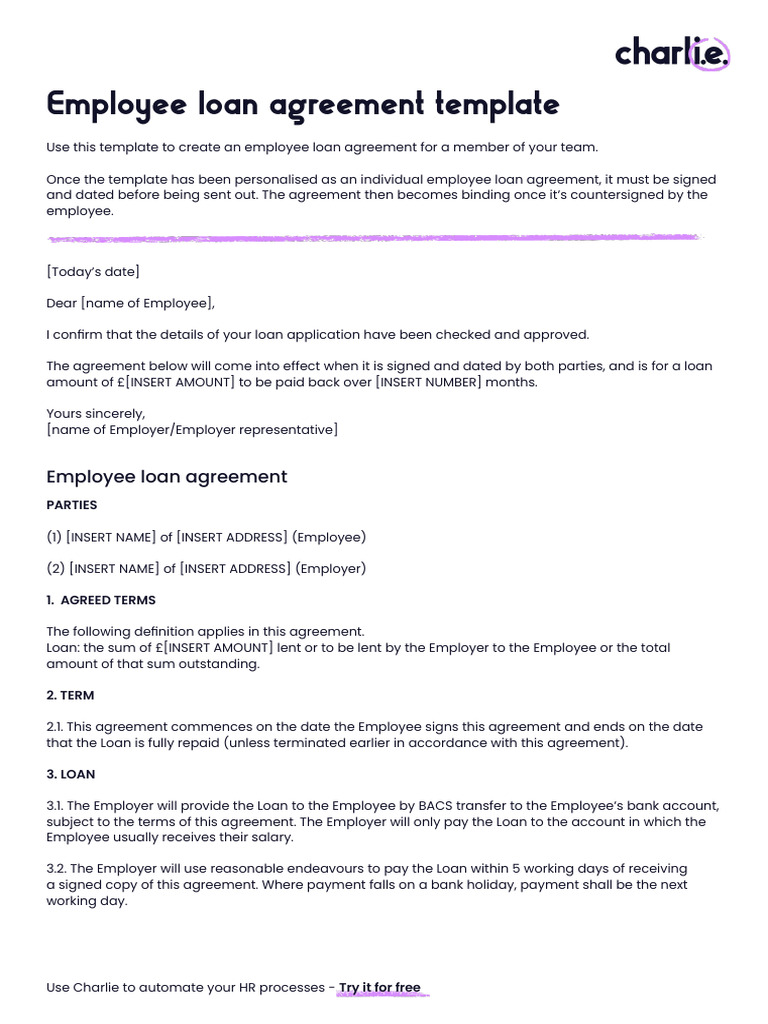 Employee Loan Agreement | PDF | Loans | Employment