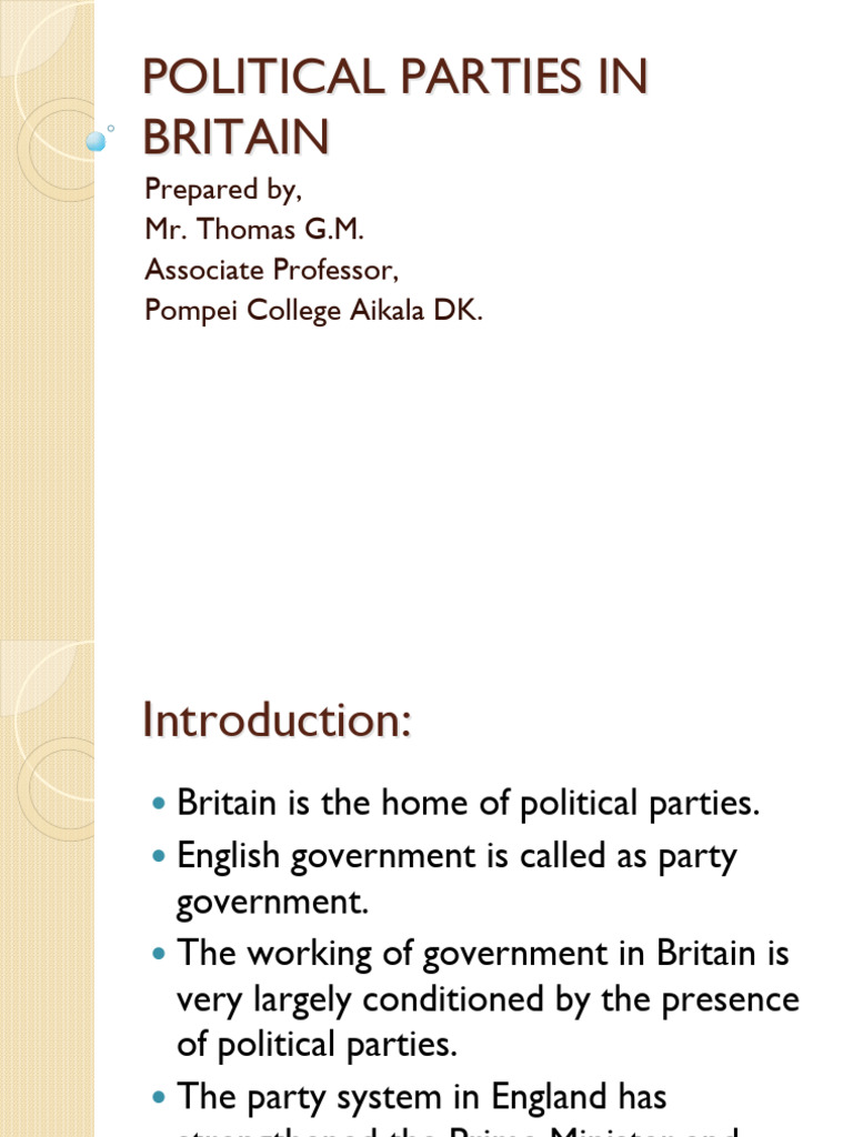 Political Parties in Britain | PDF | Conservative Party (Uk ...