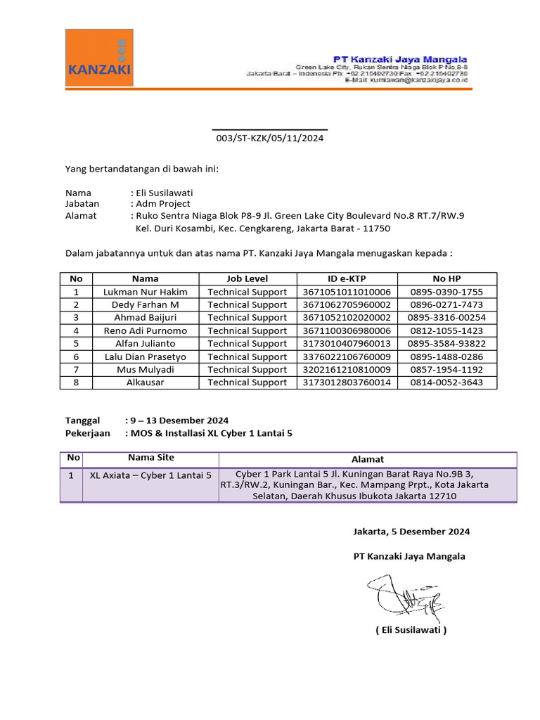 Surat Tugas - Cyber 1 Lt 5 - 05122024 | PDF