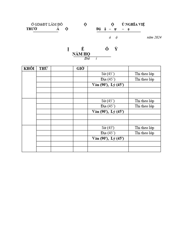 3. Lịch kiểm tra CKI NH 2024-2025- điều chỉnh (1) | PDF