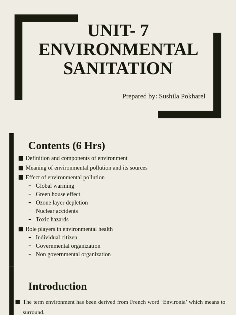 Unit 7 Environmental Sanitation | PDF | Greenhouse Gas | Climate Change