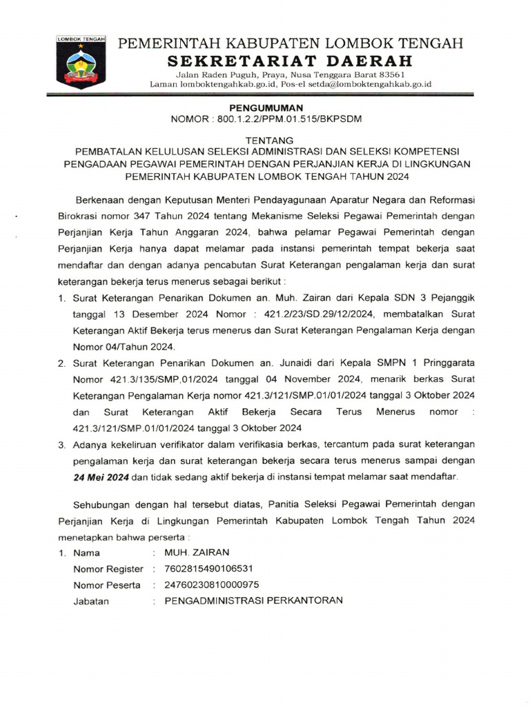 Pembatalan Kelulusan | PDF