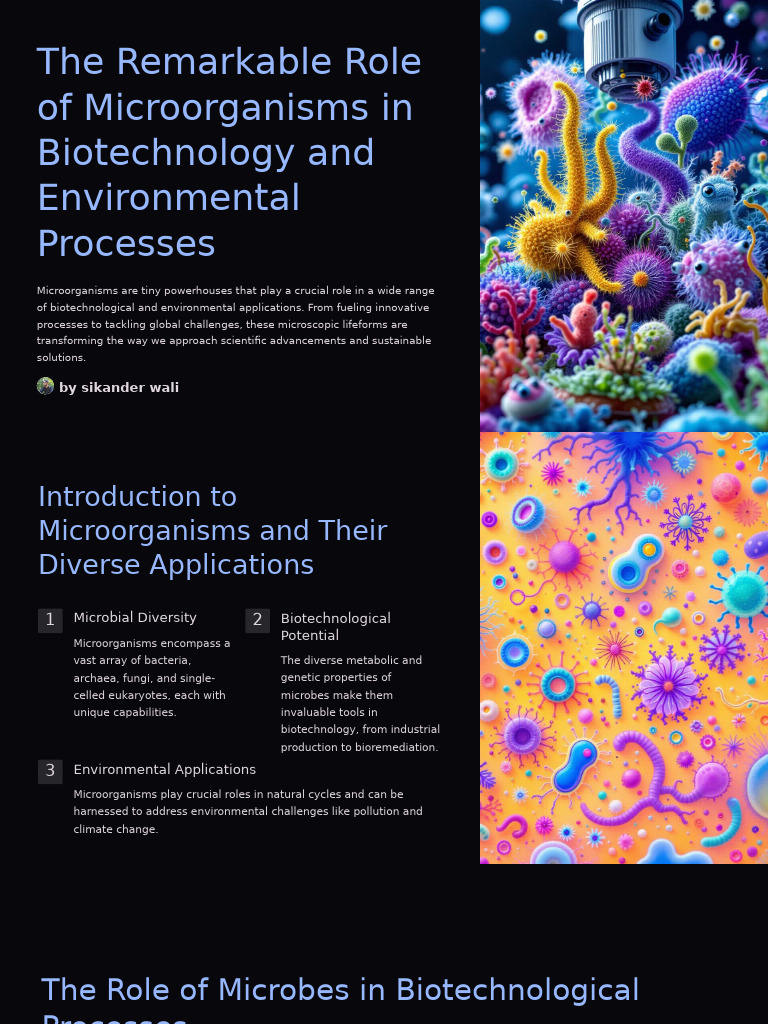 The Remarkable Role of Microorganisms in Biotechnology and ...