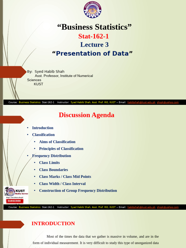 Business Statistics: Data Presentation Guide | PDF | Statistics ...