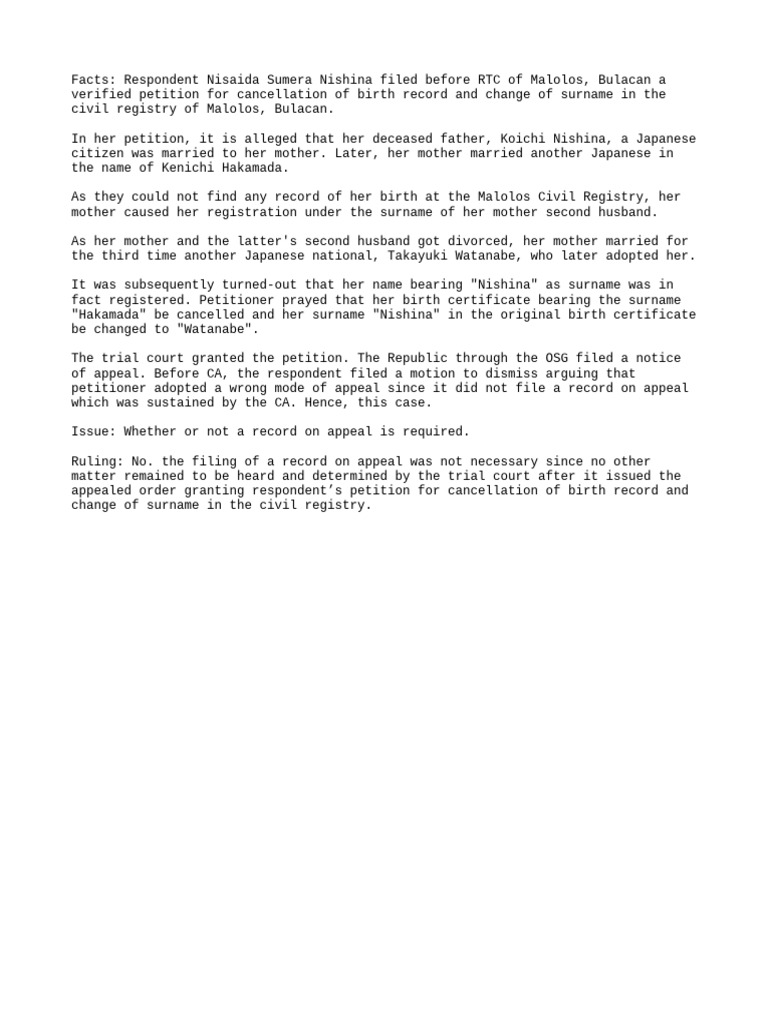 Facts Respondent Nisaida Sumera Nis | PDF