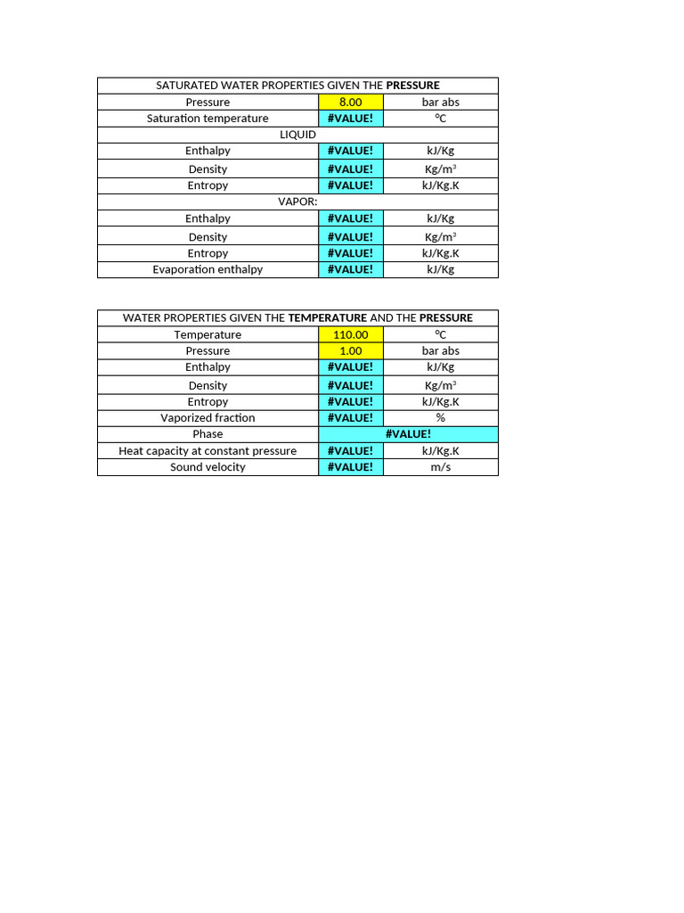 Steam Table Calculations Xlsm Pdf
