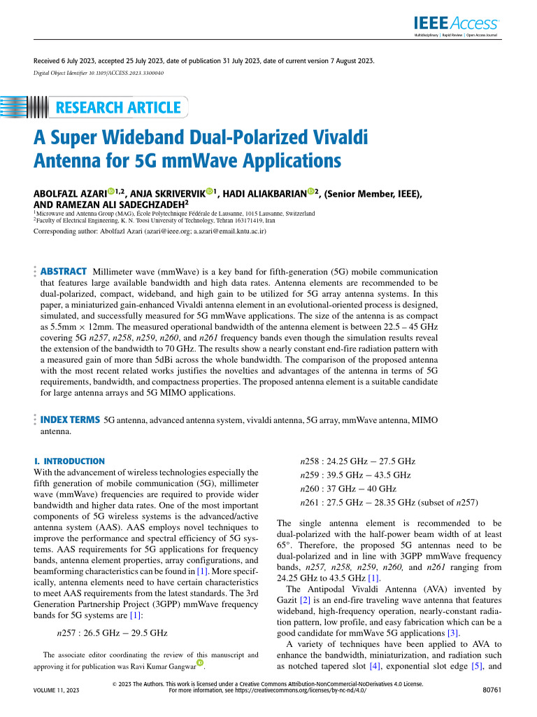 A Super Wideband Dual-Polarized Vivaldi Antenna For 5G MmWave Applications | PDF | Antenna ...