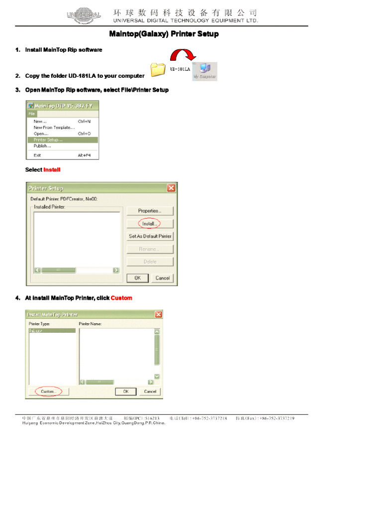 Maintop (Galaxy) Printer Setup | PDF