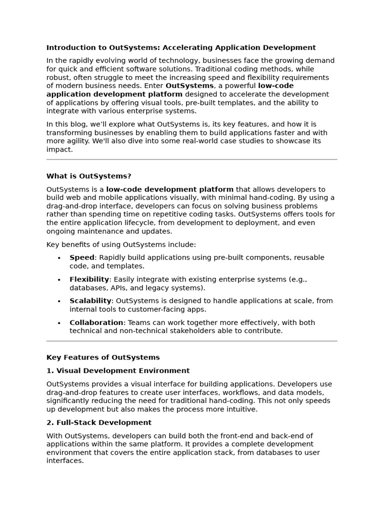 OutSystems: Fast App Development | PDF | Application Software | Cloud Computing