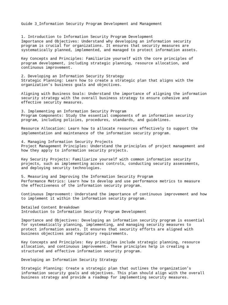 CISM Guide 3 - Information Security Program Development and Management ...