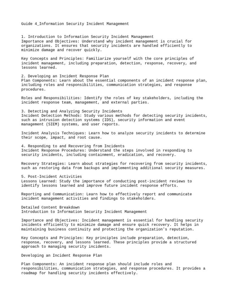 CISM Guide 4 - Information Security Incident Management | PDF | Information Security | Information