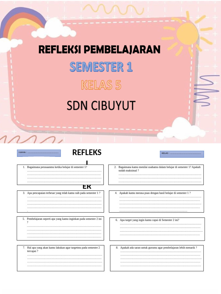 Refleksi Pembelajaran Semester 1 | PDF