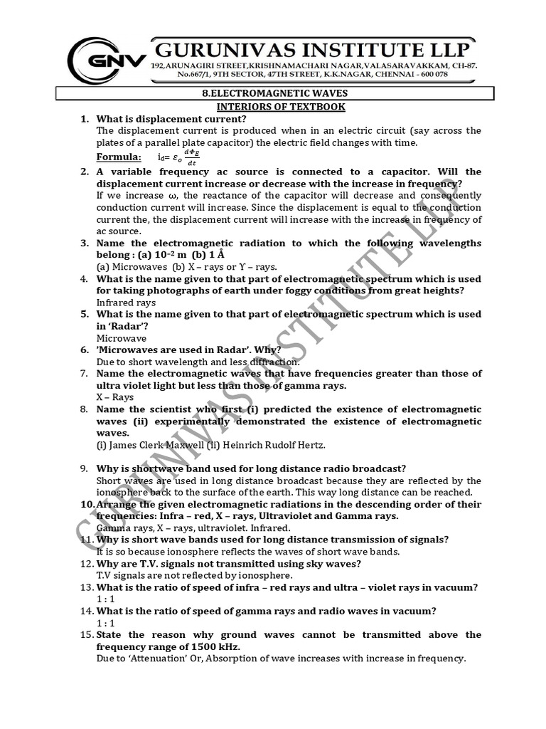 8. Electromagnetic Waves | PDF | Electromagnetic Radiation | Waves