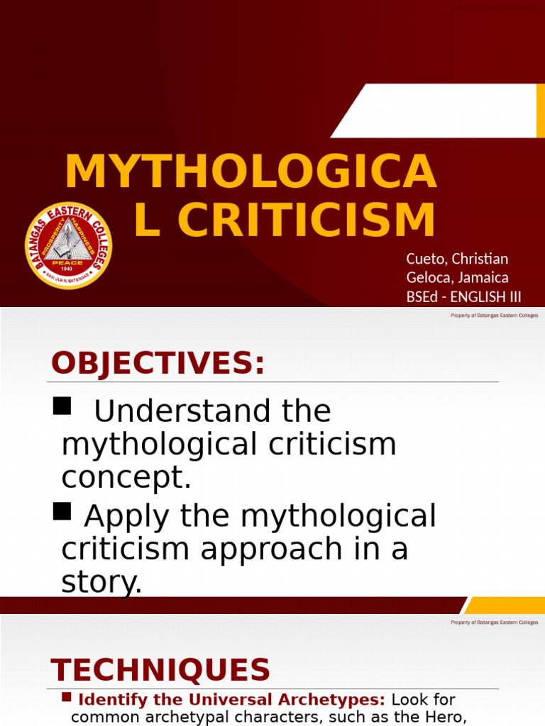 Mythological Criticism. Revision | PDF