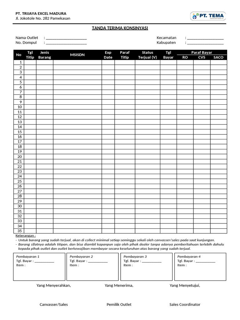 Tanda Terima KONSI | PDF