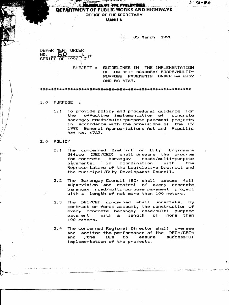 DPWH DO 60-1990 | PDF | Government