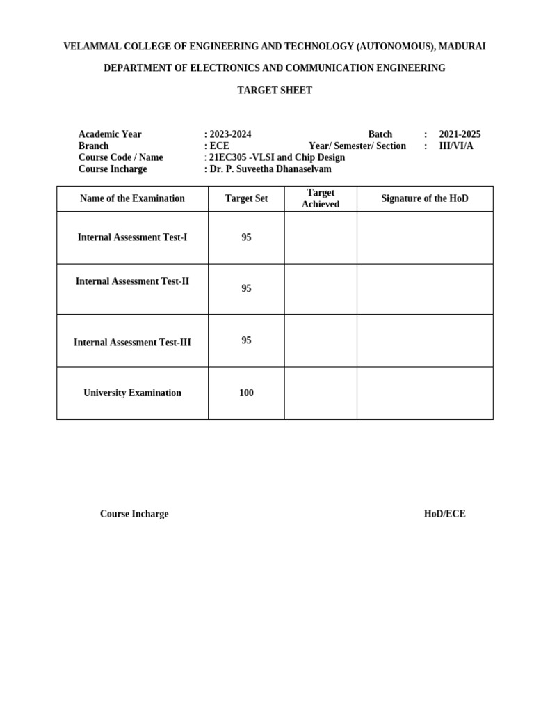 Coursefile Target Sheet - VLSI24 | PDF