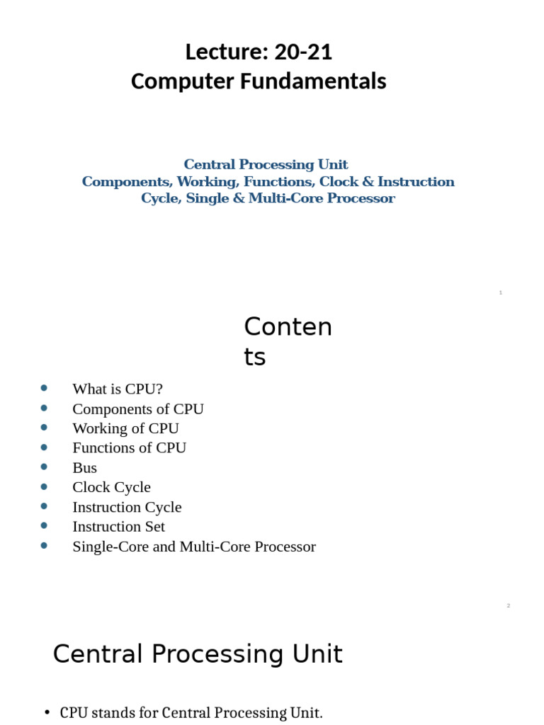 Lecture 20,21 (19CS) CPU | PDF | Multi Core Processor | Central ...