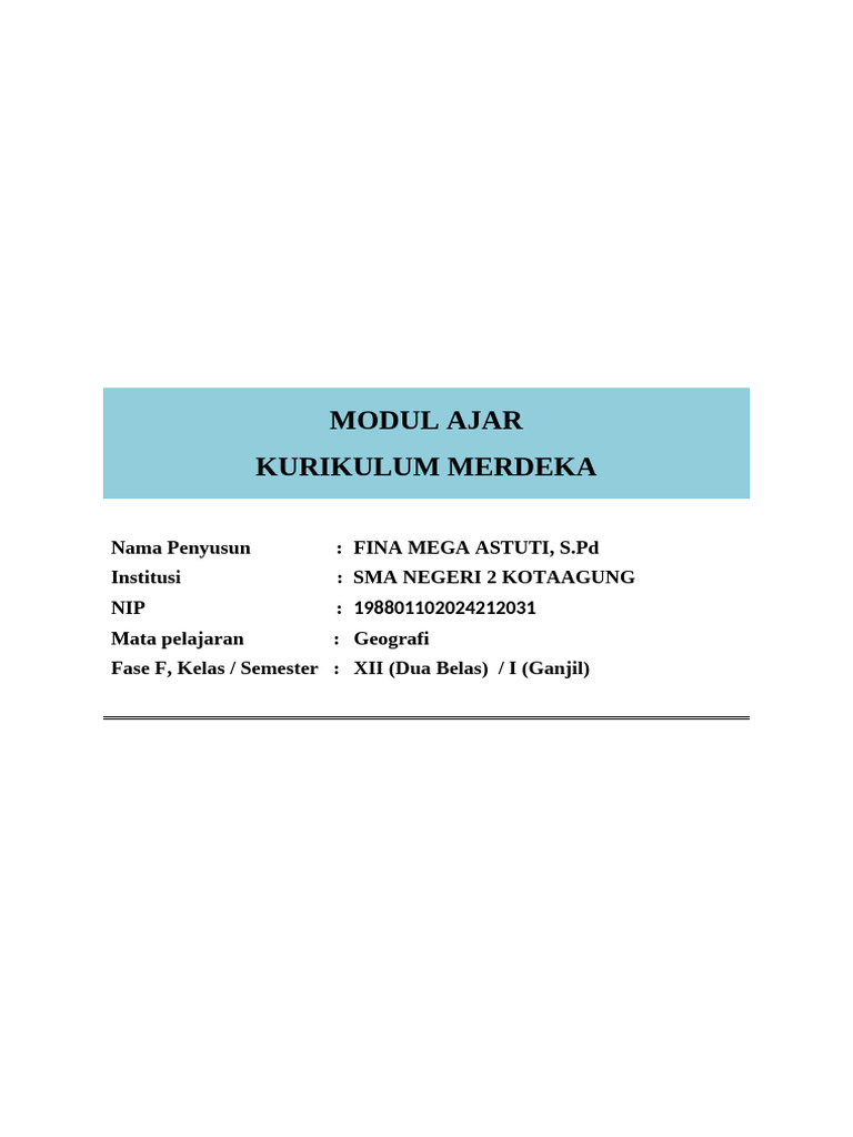 Modul Ajar BAB 1 - Fina Mega Astuti | PDF