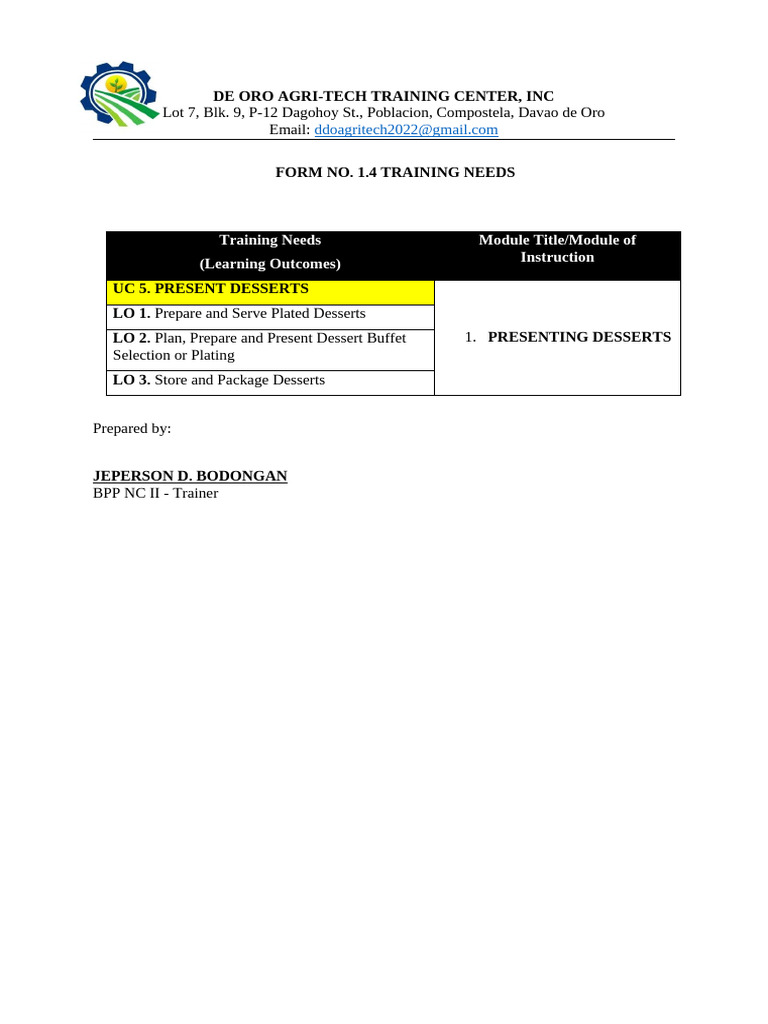 SWBL Task 4. Training Needs | PDF