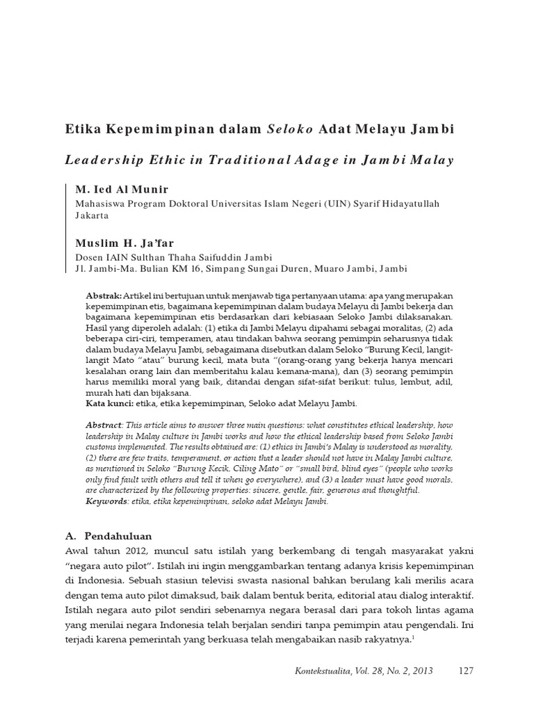 Etika Pemimpin Melayu Jambi | PDF
