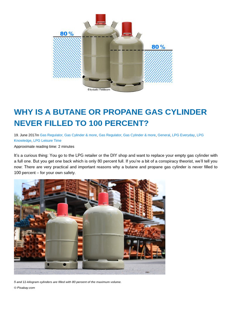 Why Is A Butane or Propane Gas Cylinder Never Filled To 100 Percent | PDF