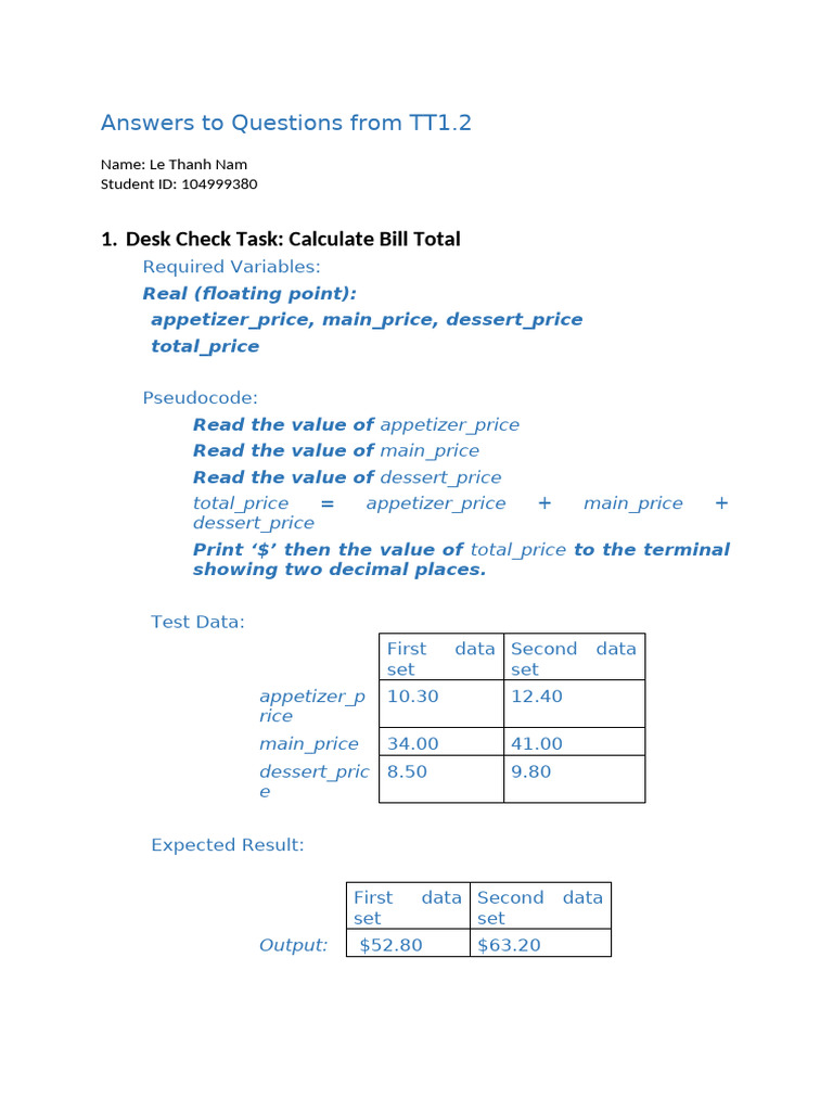 Lab1COS10009_Week1 | PDF | Boolean Data Type | Scope (Computer Science)