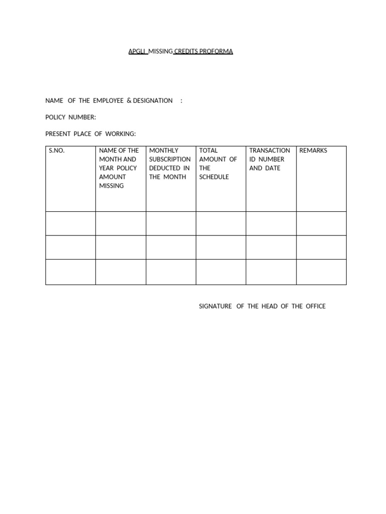 Employee Insurance Credit Form | PDF