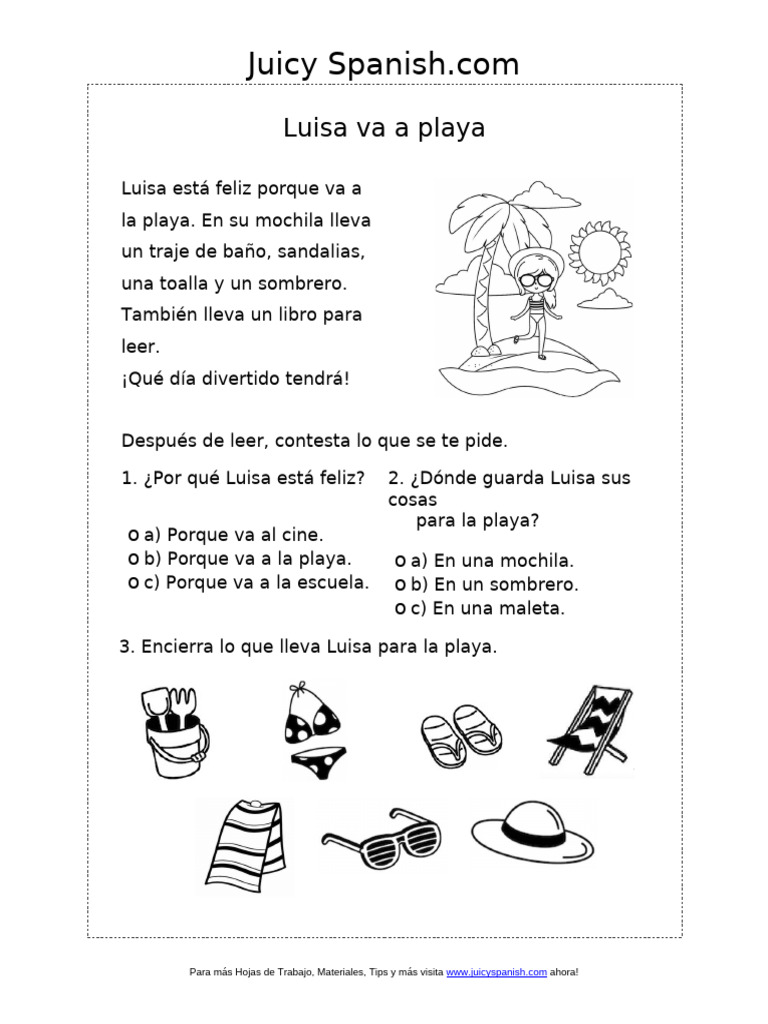 Cuento corto: Luisa va a la playa | PDF