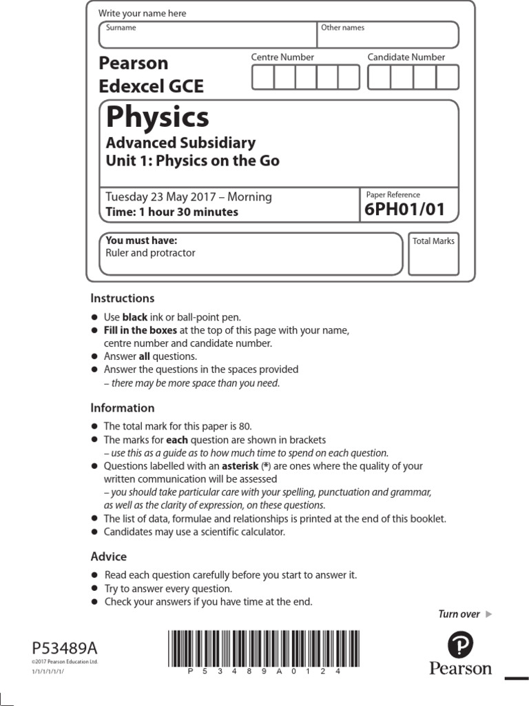 Unit1 QP June 2017 A Level Physics Edexcel | PDF | Force | Magma