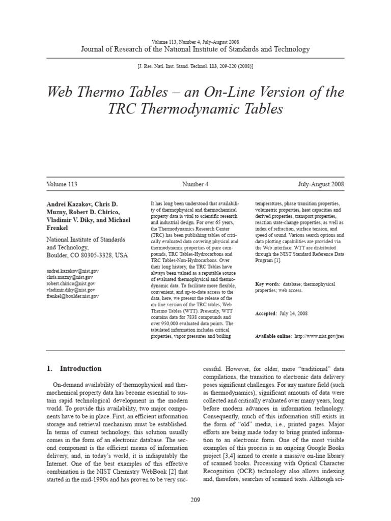 Web_Thermo_Tables_-_an_On-Line_Version_of_the_TRC_ | PDF | Enthalpy ...