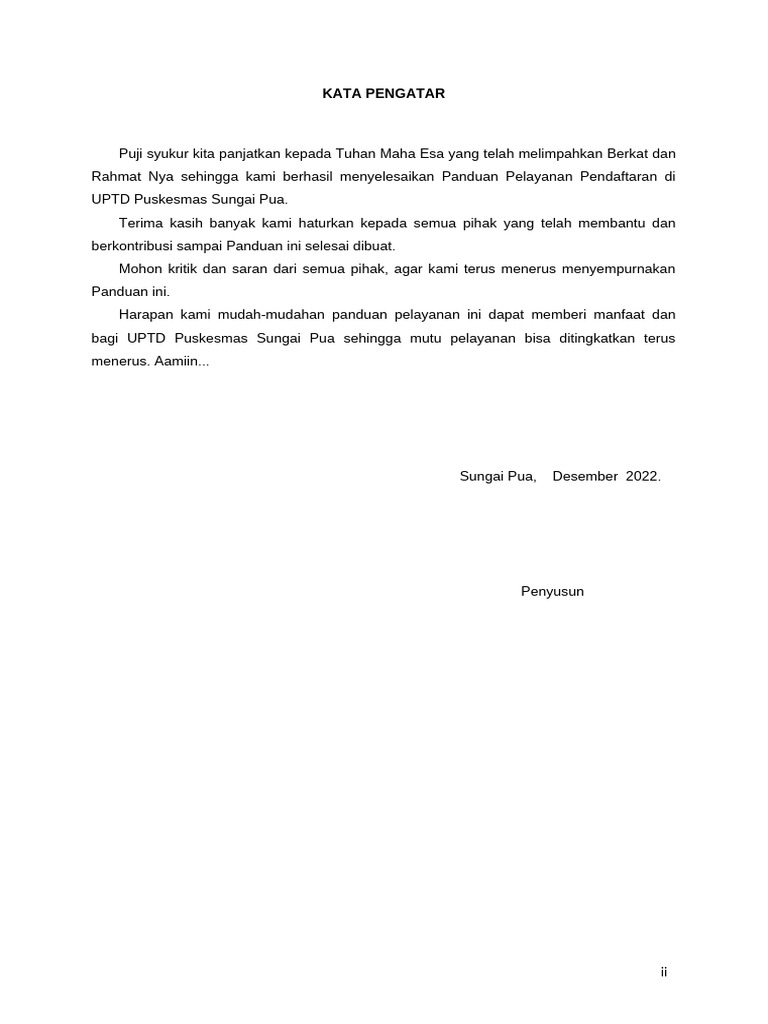 Pengantar Dan Daftar Isi Panduan Pelayanan Pendaftaran | PDF