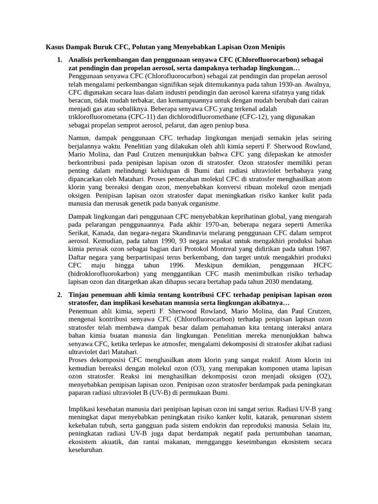 Dampak dan Pengendalian CFC pada Ozon | PDF