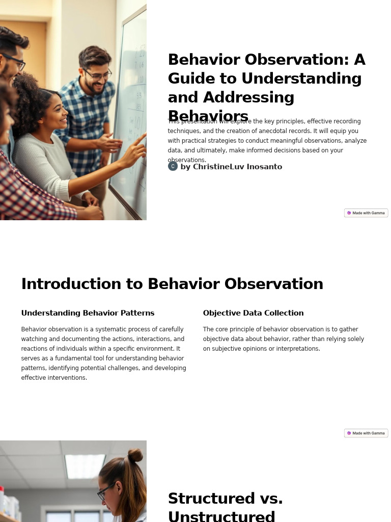 Behavior Observation a Guide to Understanding and Addressing Behaviors ...