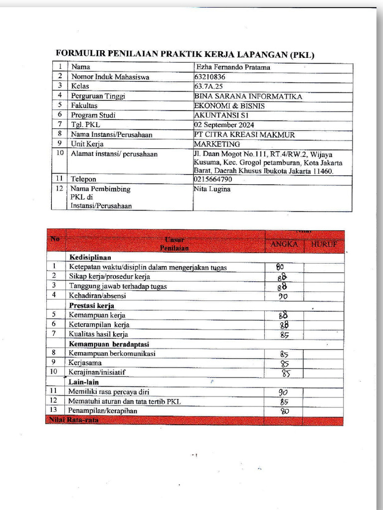 Form Penilaian | PDF