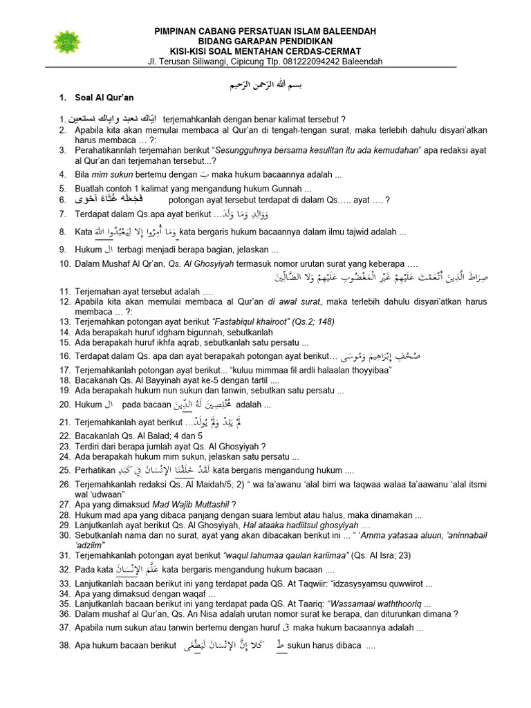 Tebar Kisi-Kisi Mentahan LCC-2024 | PDF