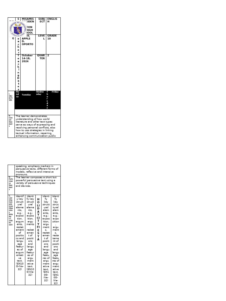 Key Structural Elements in Argumentative Text | PDF | Essays ...