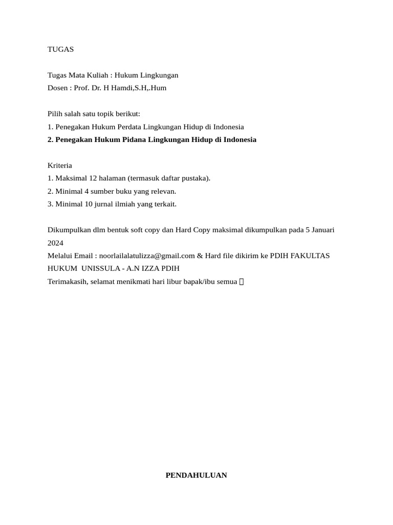 Bahan Tugas Hukum Lingkungan | PDF
