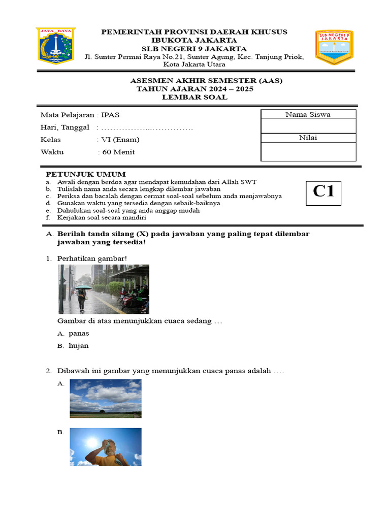SOAL AAS IPAS Kelas 6 C1 FIX | PDF