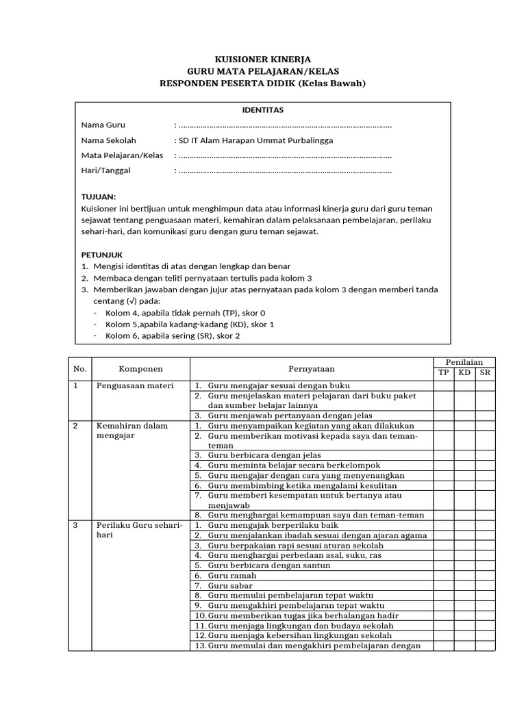 Penilaian PD Kelas Bawah | PDF