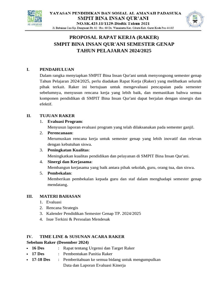 PROPOSAL RAPAT KERJA | PDF