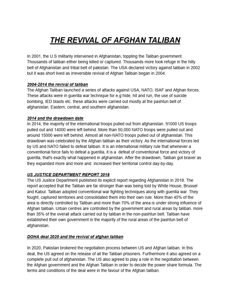 The Revival of Afghan Taliban | PDF | Afghanistan | Taliban