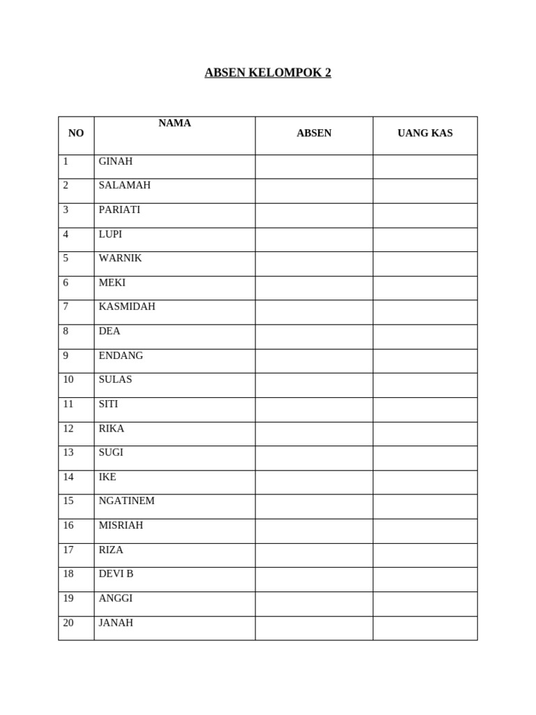 Absen Kelompok 2 | PDF