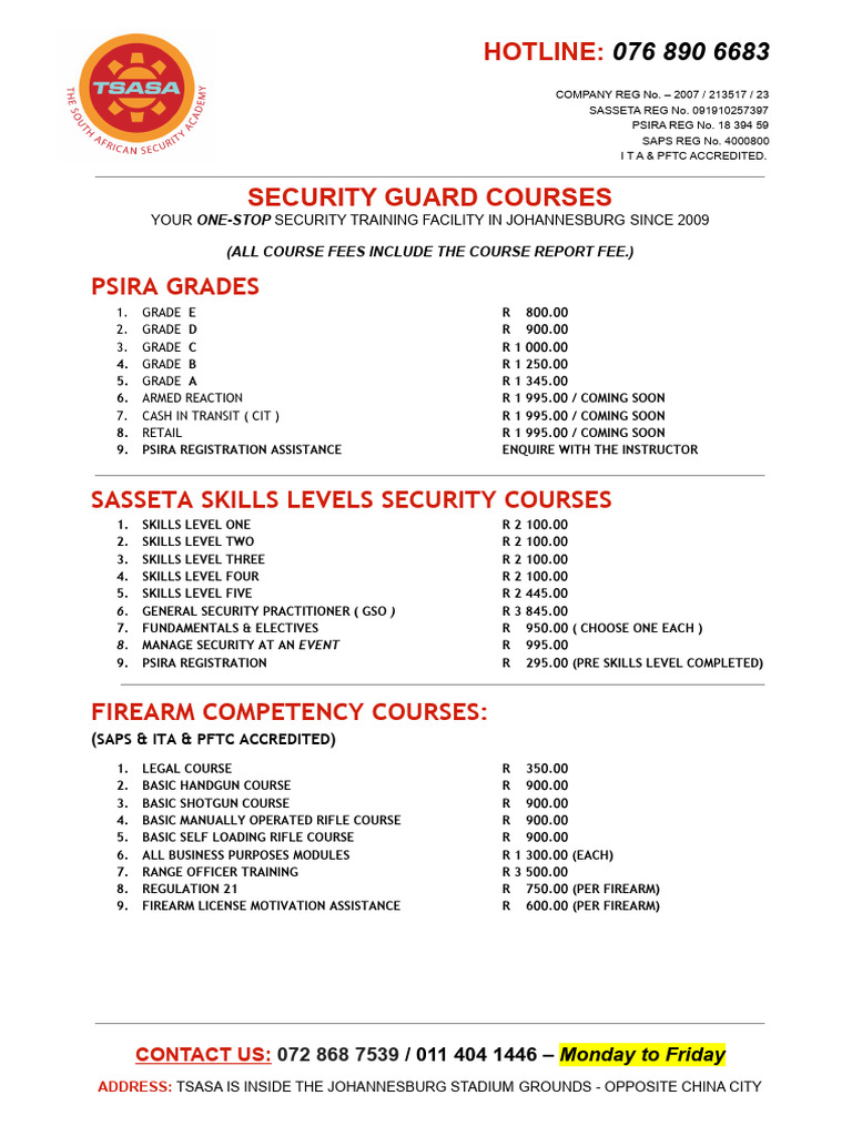 Security Guard Courses Pamphlet 2 | PDF | Flight | Ammunition